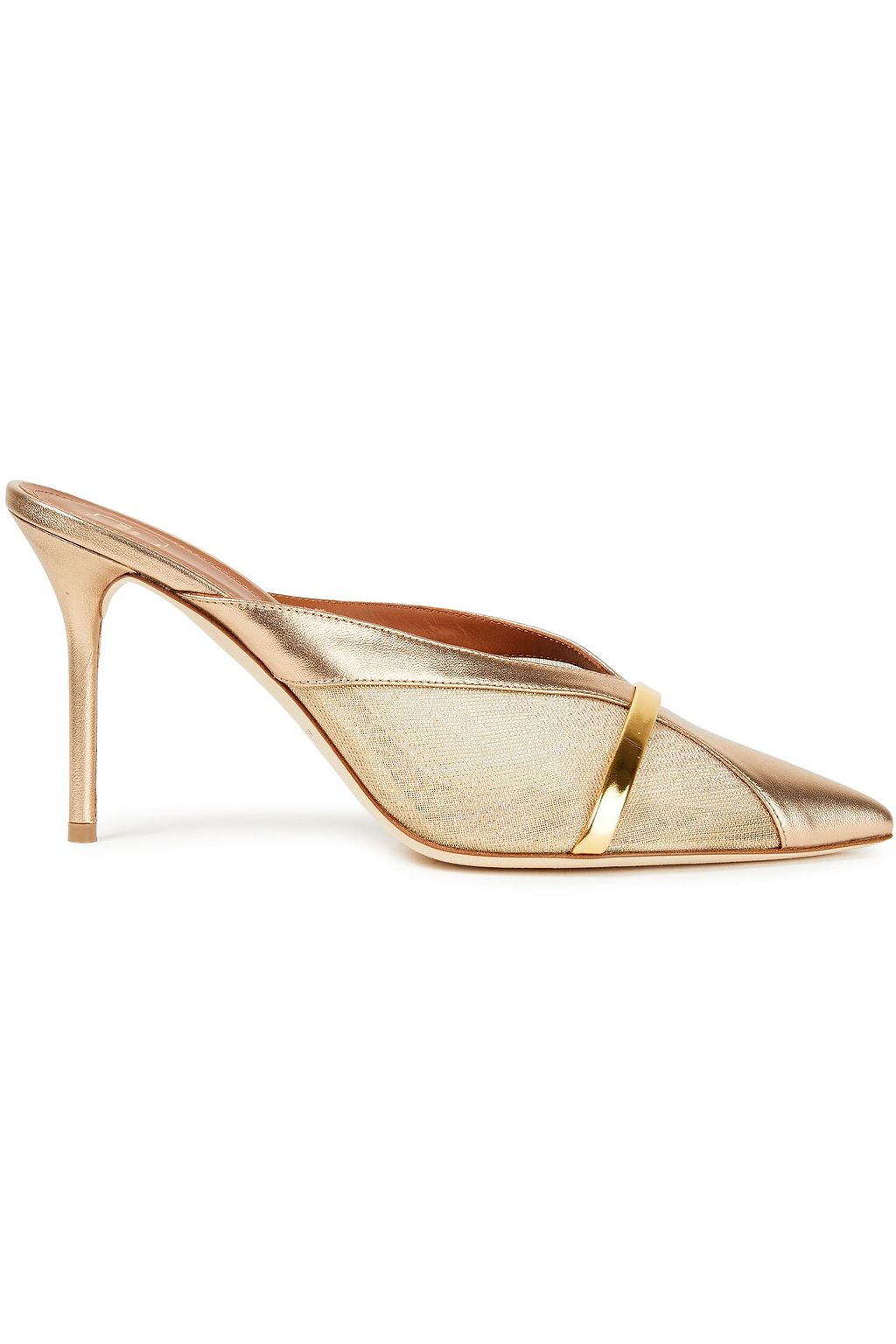 MALONE SOULIERS Bobbi 85 metallic leather and mesh mules | THE OUTNET