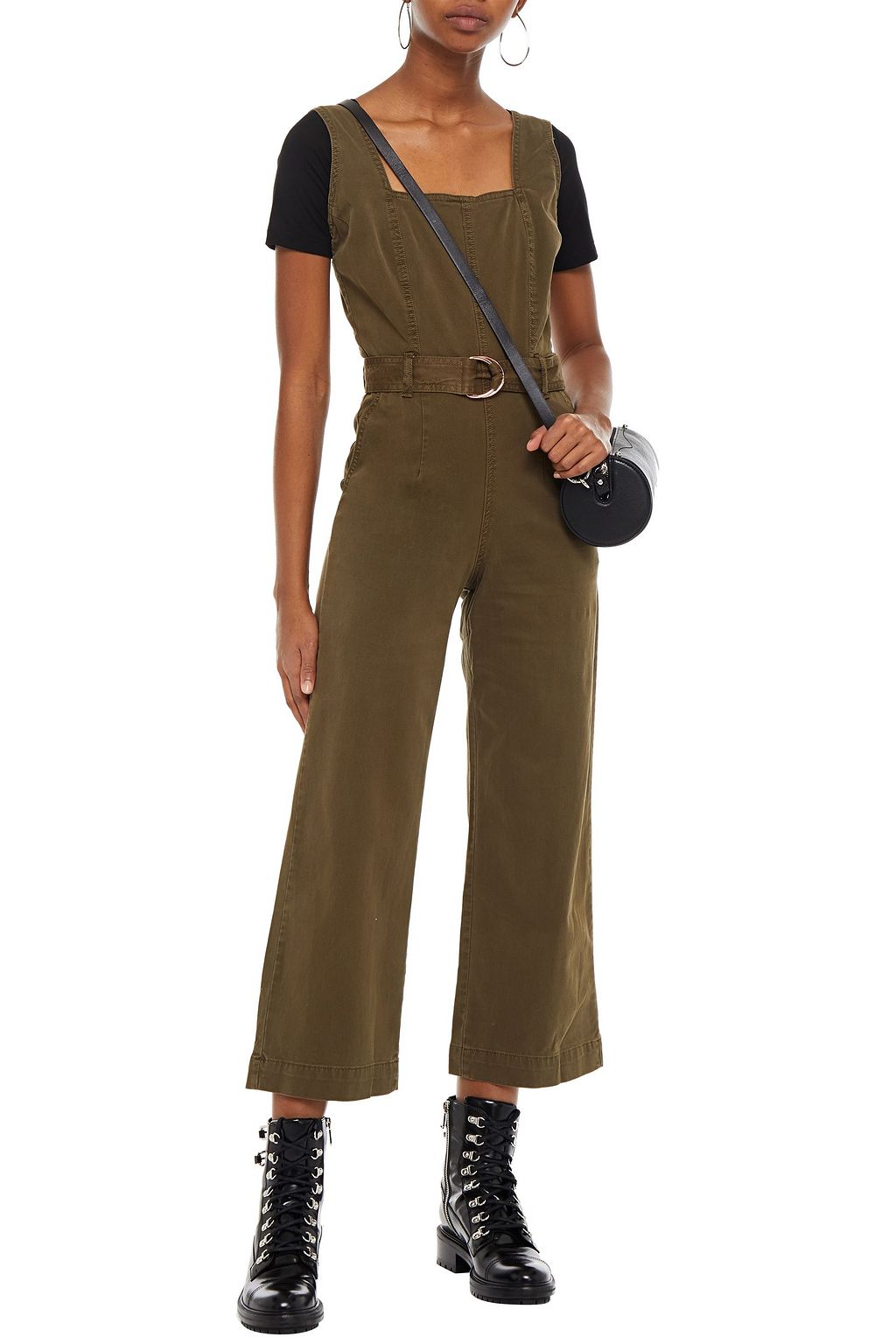 Army green Hepburn cropped belted denim jumpsuit | DL1961 | THE OUTNET