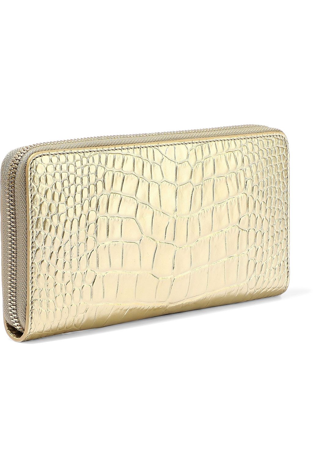 SMYTHSON Mara metallic croc-effect leather continental wallet | THE OUTNET