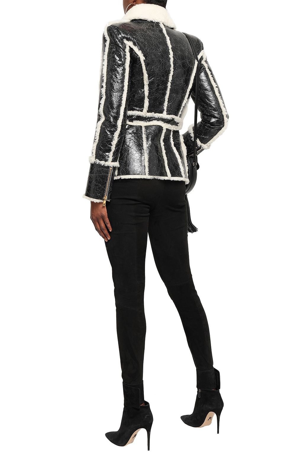 BALMAIN Double-breasted shearling jacket | THE OUTNET