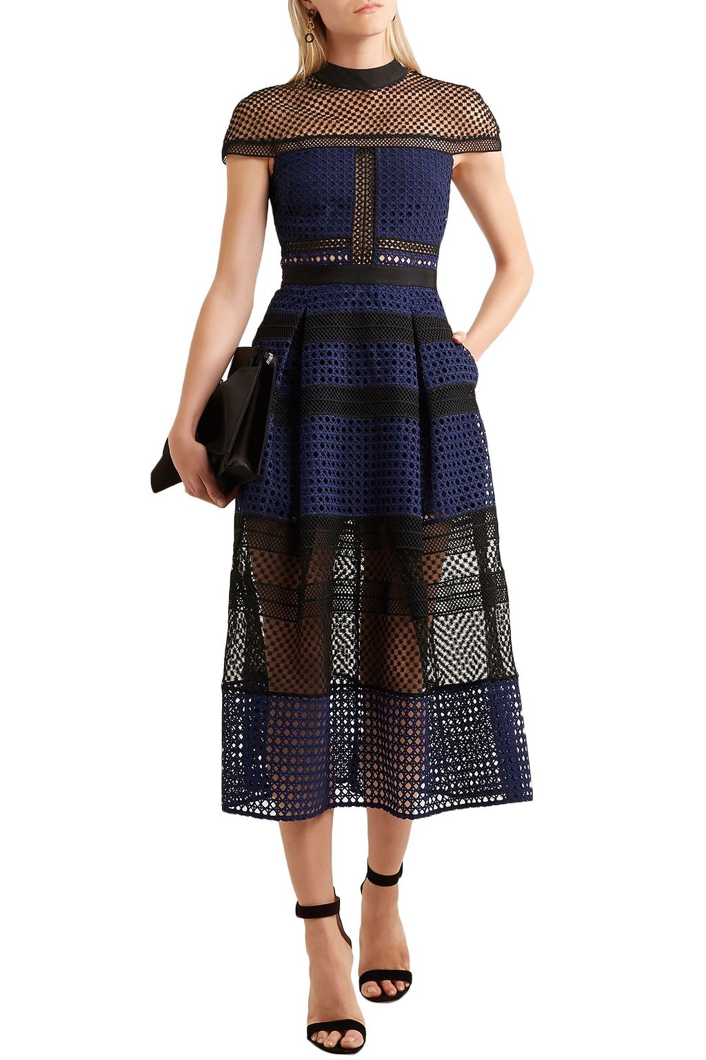 Self Portrait Pleated Guipure Lace Midi Dress The Outnet