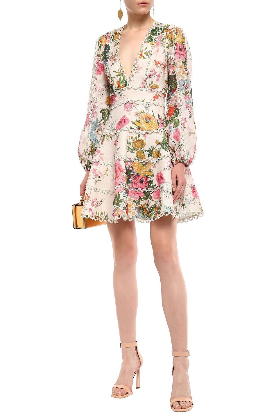 Zimmermann Floral Print Linen Mini Dress The Outnet