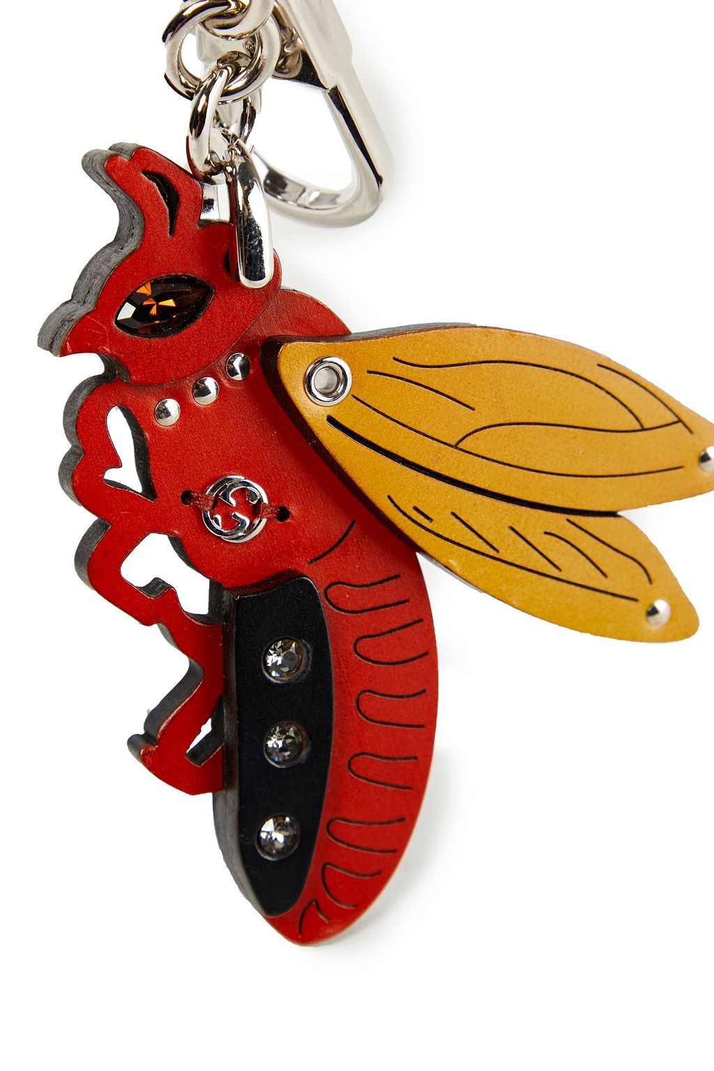 GUCCI Swarovski crystal-embellished leather keychain | THE OUTNET