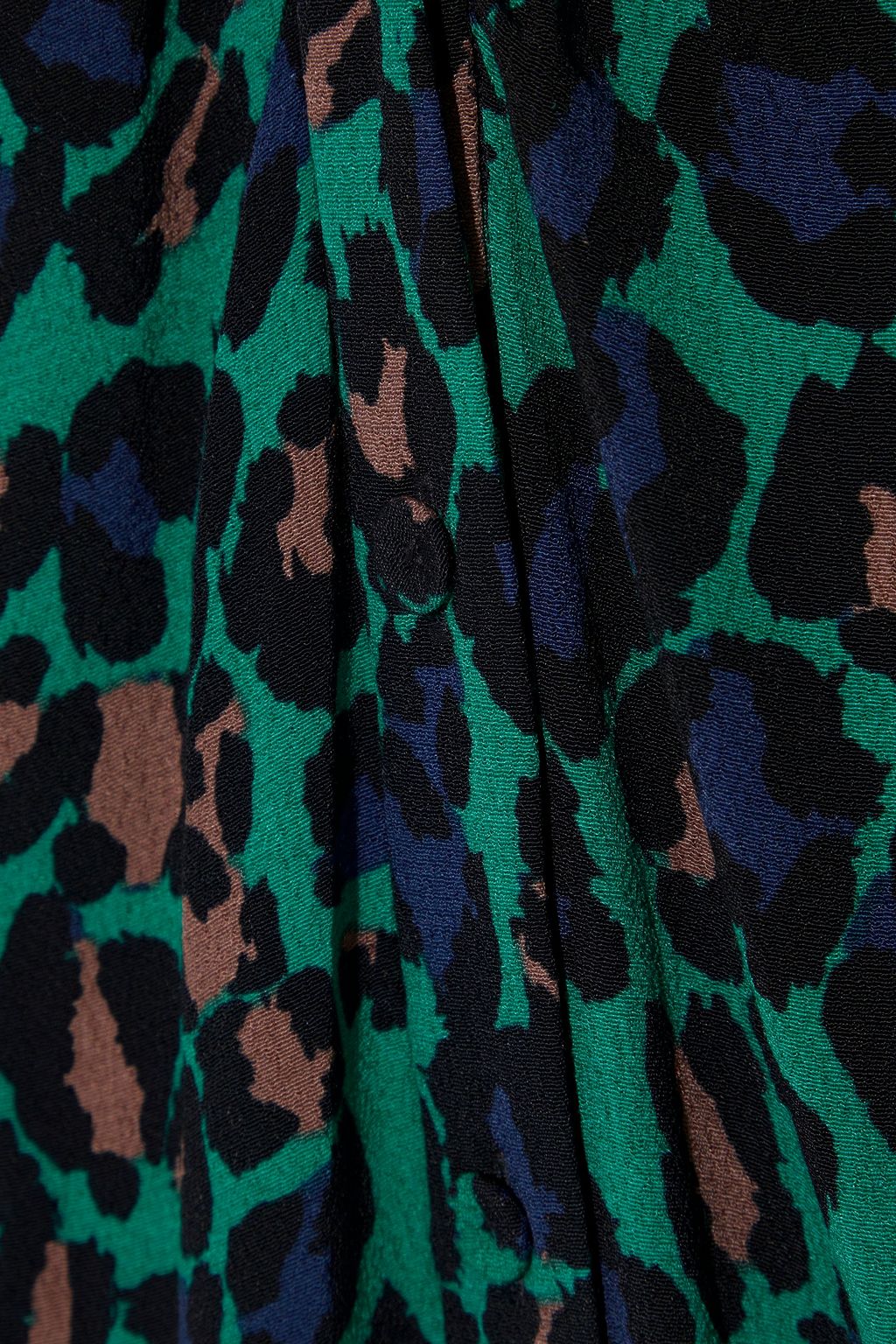 Diane Von Furstenberg Cecilia Ruched Leopard Print Crepe Midi Dress