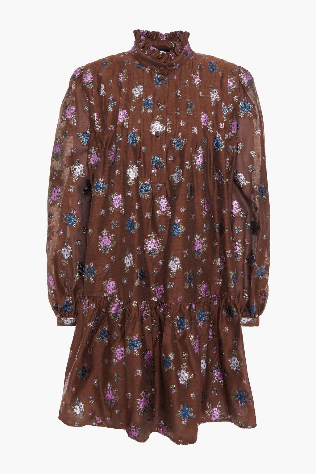 PAUL & JOE Ruffle-trimmed metallic floral-jacquard mini dress | THE OUTNET