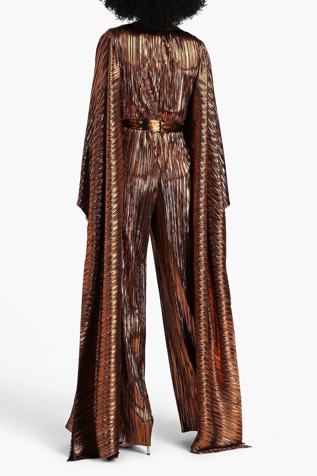 SEMSEM Belted draped plissé-lamé jumpsuit | THE OUTNET