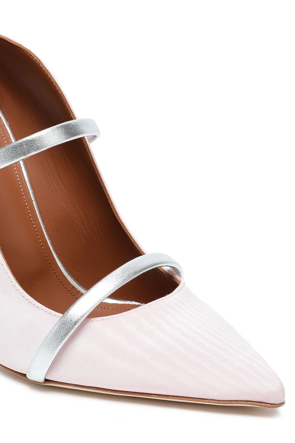 MALONE SOULIERS Maureen metallic leather-trimmed moire pumps | THE OUTNET