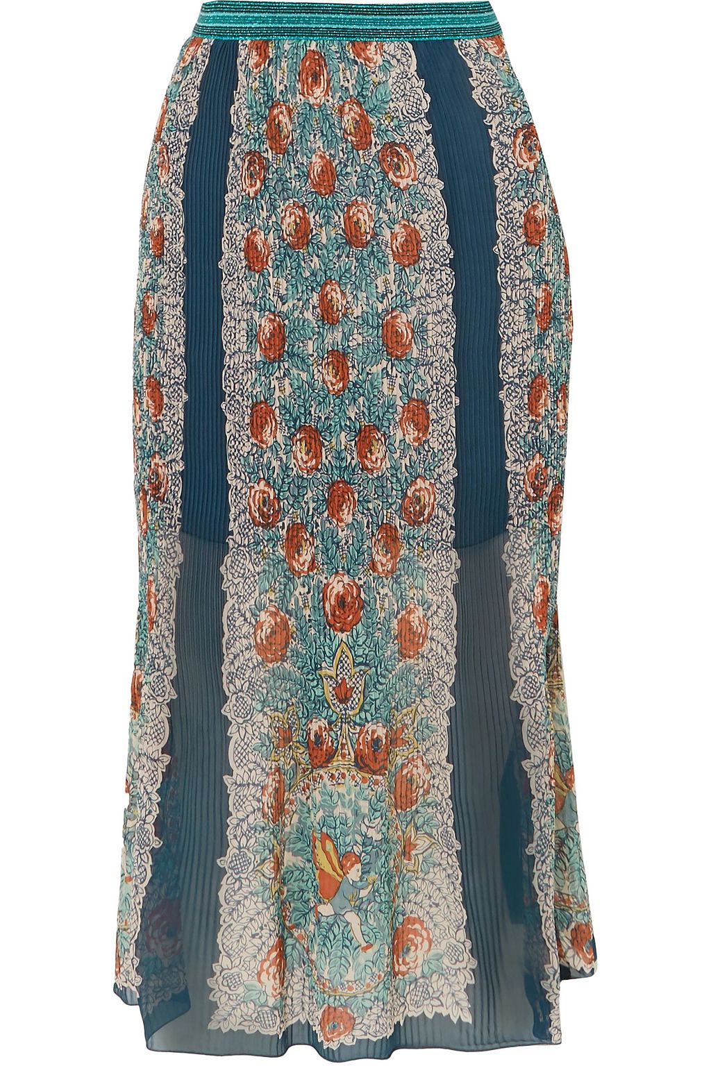 ANNA SUI Flower Child printed plissé silk-chiffon skirt | THE OUTNET