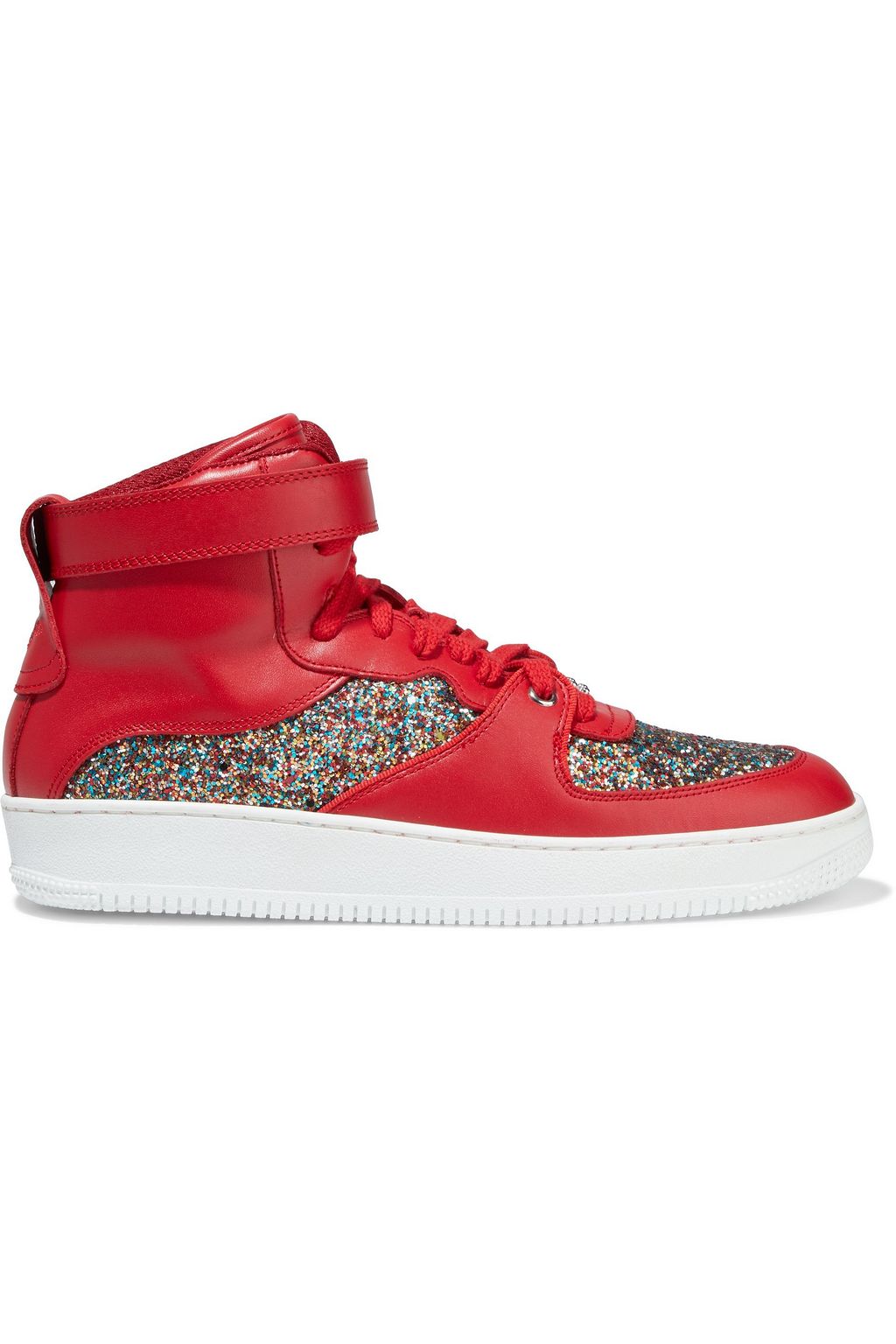 RED(V) Glam Slam glittered leather high-top sneakers | THE OUTNET