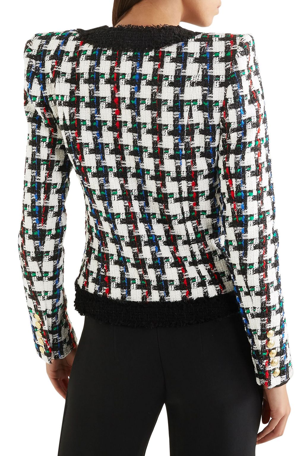 BALMAIN Frayed checked tweed jacket | THE OUTNET