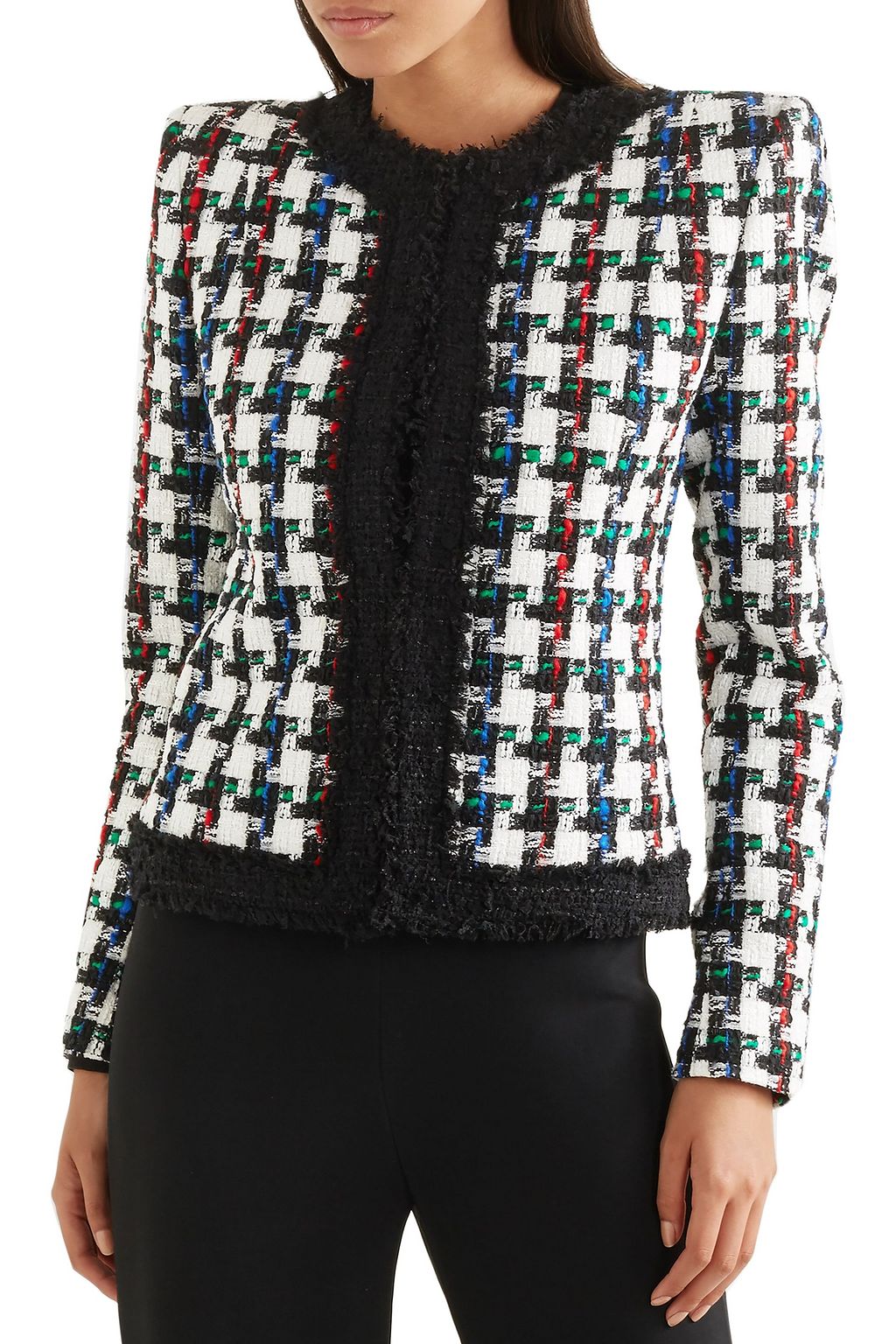 BALMAIN Frayed checked tweed jacket | THE OUTNET