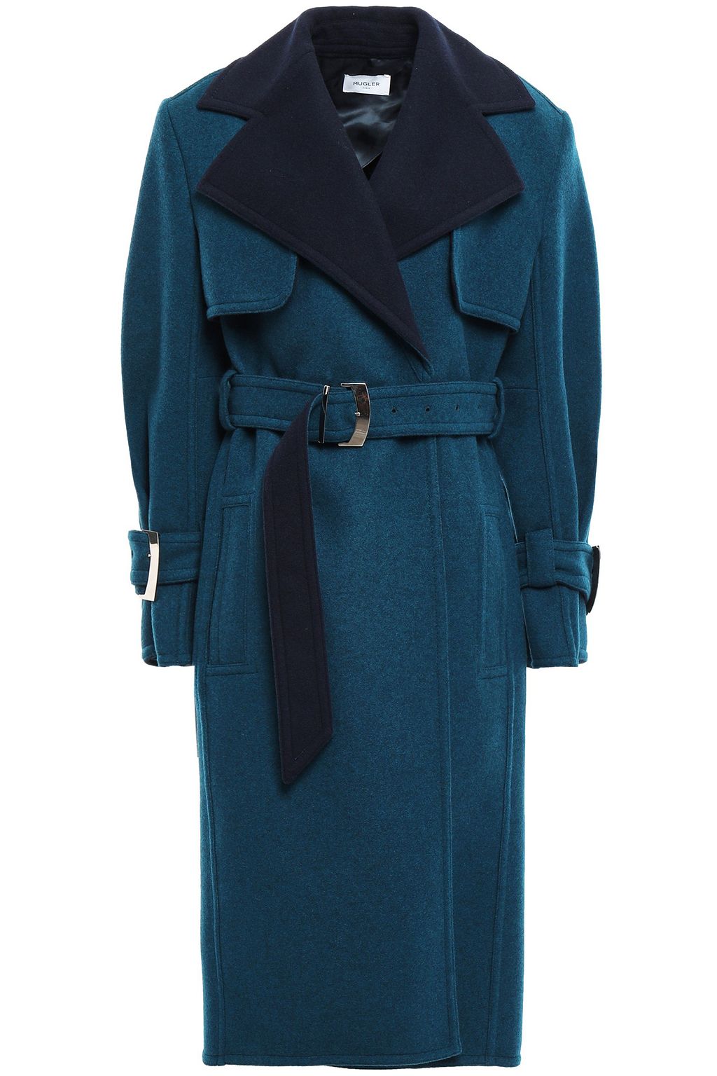 MUGLER Belted wool-felt coat | THE OUTNET