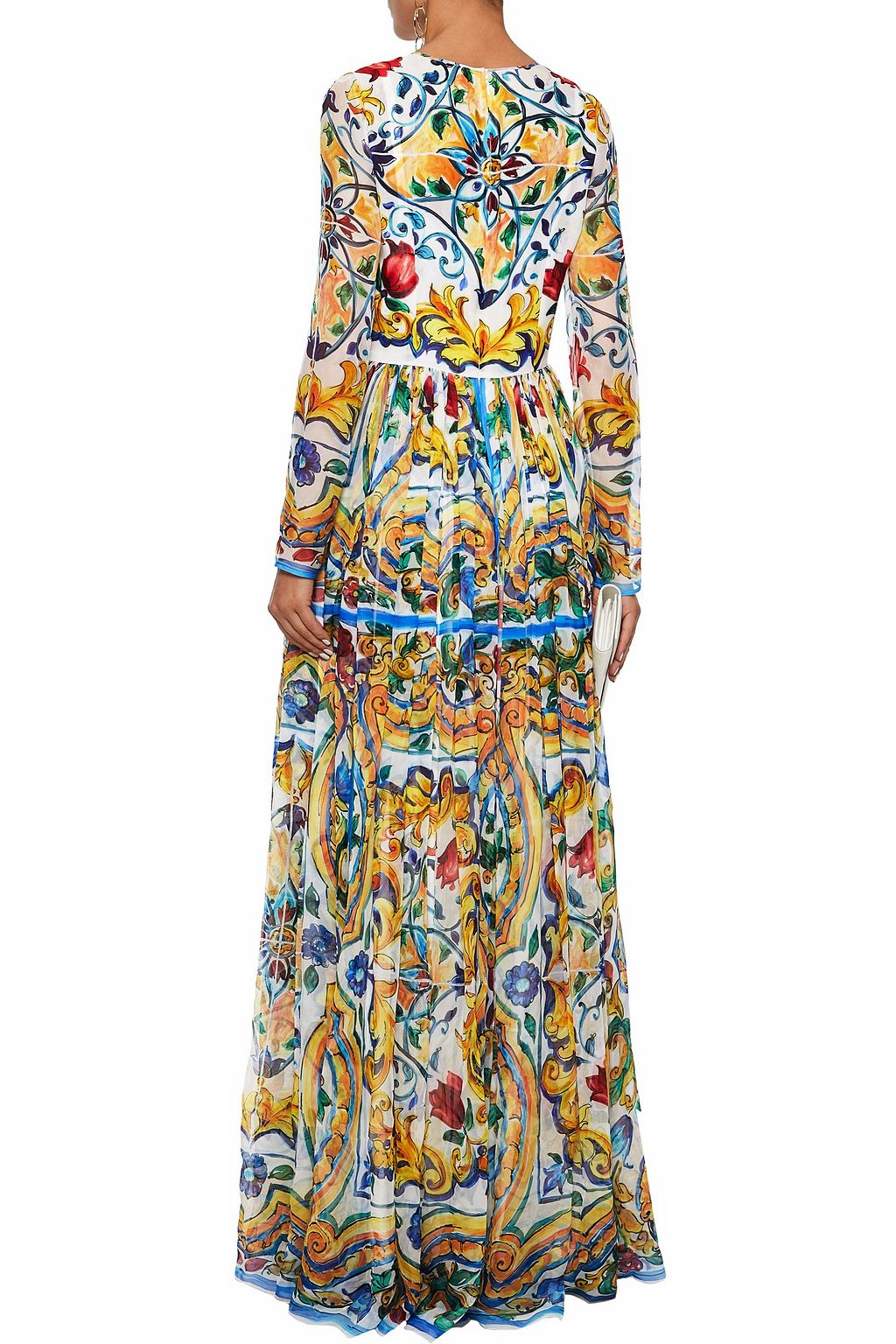 Dolce And Gabbana Ruffled Floral Print Silk Chiffon Gown Sale Up To 70