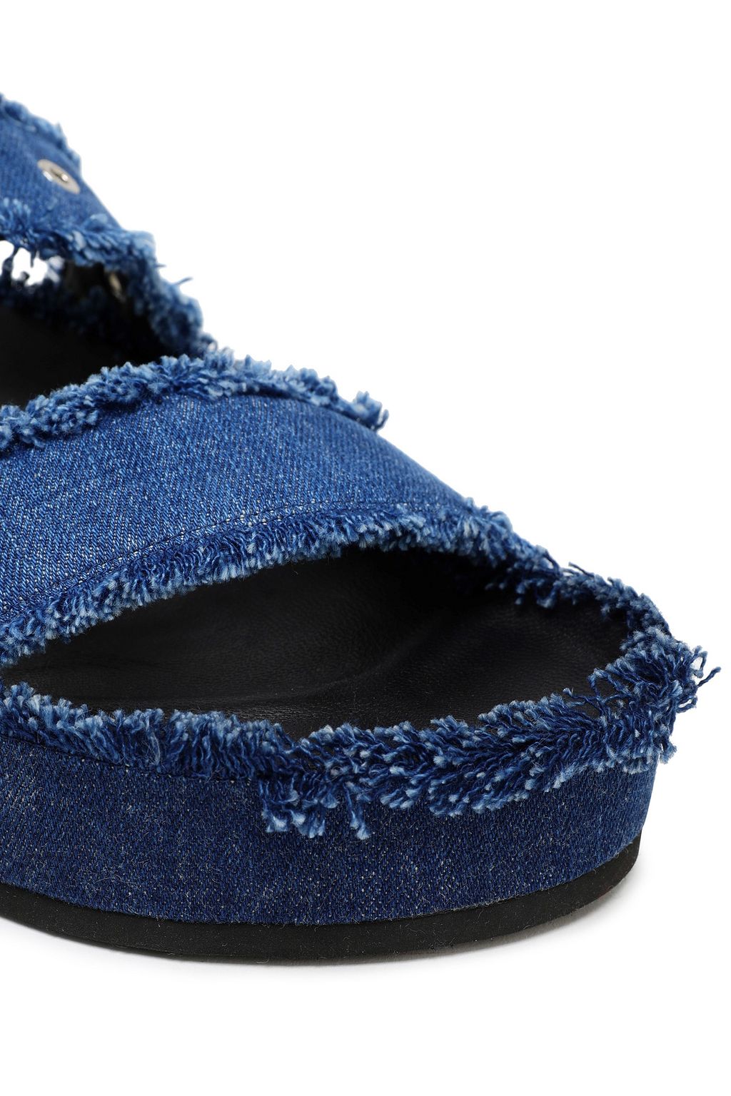 Mid denim Buckled frayed denim platform slides | RAG & BONE | THE OUTNET