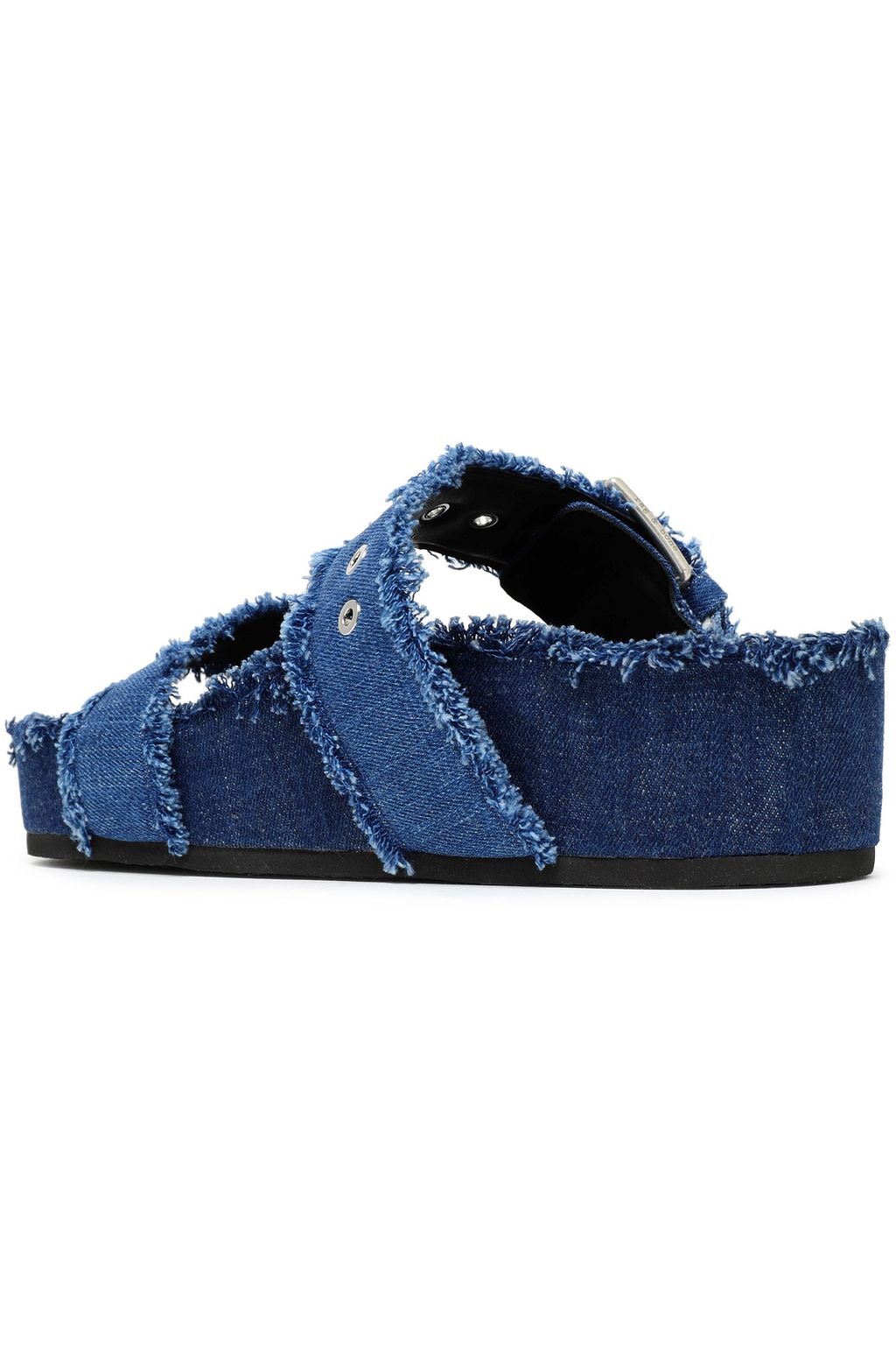 RAG & BONE Buckled frayed denim platform slides | THE OUTNET