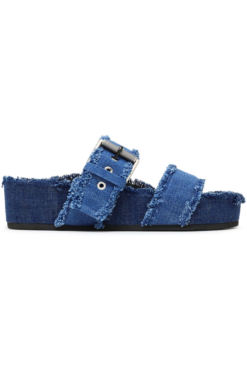 RAG & BONE Buckled frayed denim platform slides | THE OUTNET