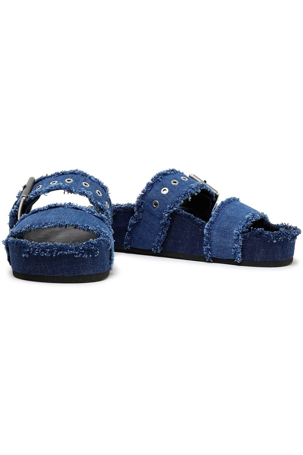 RAG & BONE Buckled frayed denim platform slides | THE OUTNET