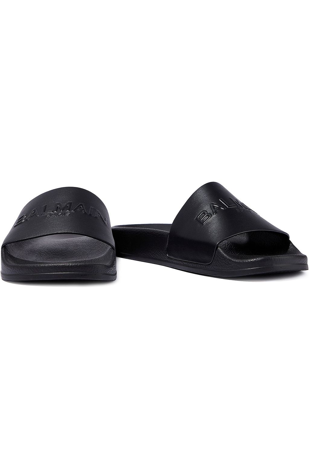 BALMAIN Embossed leather slides | THE OUTNET