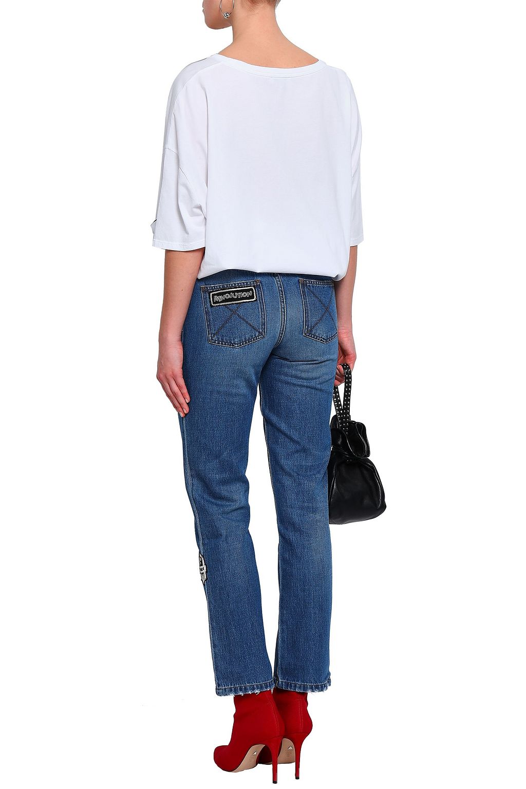 Mid denim Appliquéd mid-rise bootcut jeans | Sale up to 70% off | THE ...