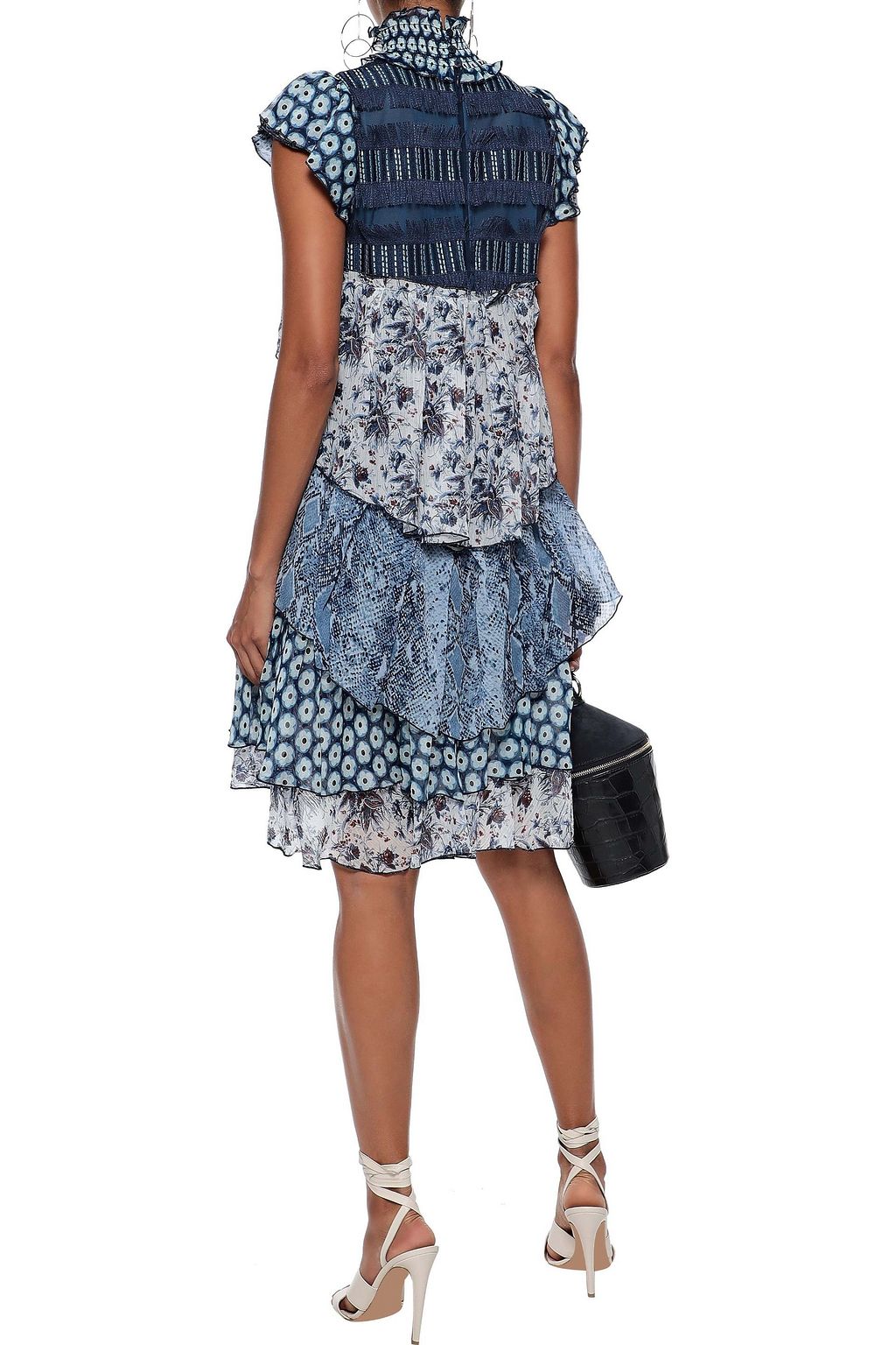 DIANE VON FURSTENBERG Matilda tiered tulle-paneled printed silk ...